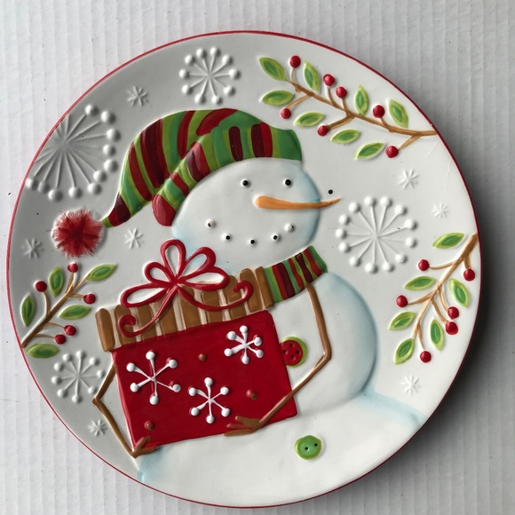 Pier 1 | Holiday | Pier Embossed Snowman Plate 9 | Poshmark